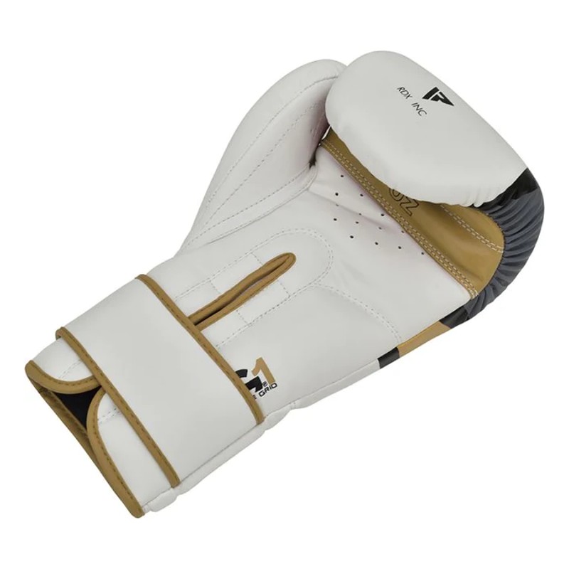 RDX Sports Ego F7 White/Gold Boxing Gloves - Gloves.co.uk
